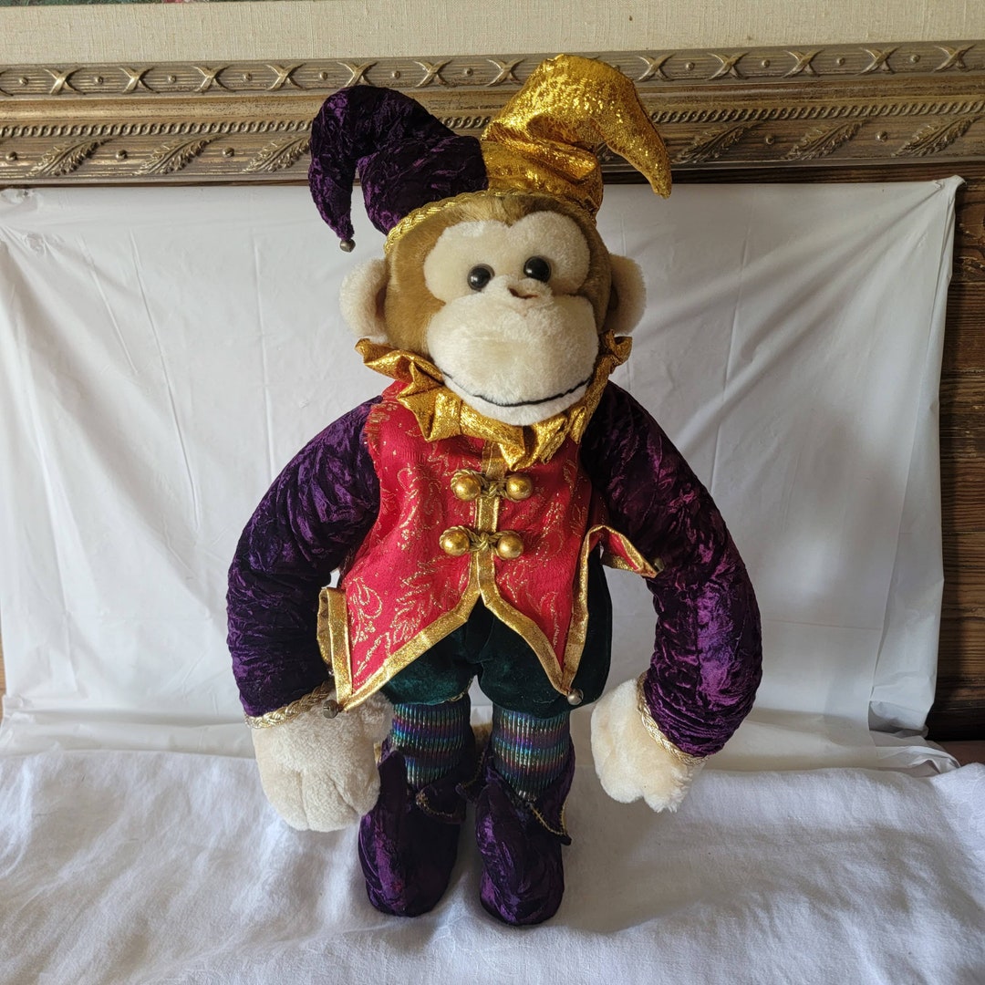 Plush Monkey Jester Mardi Gra Monkey Jester Possibly Mark Roberts ...