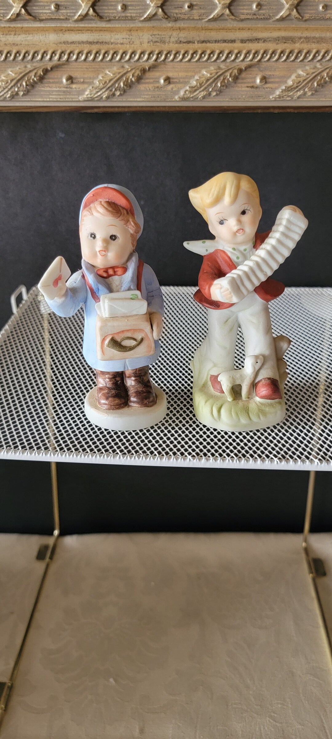 Vintage Hummel Like Figurines Boy With Mail Boy With Accordion Ceramic ...