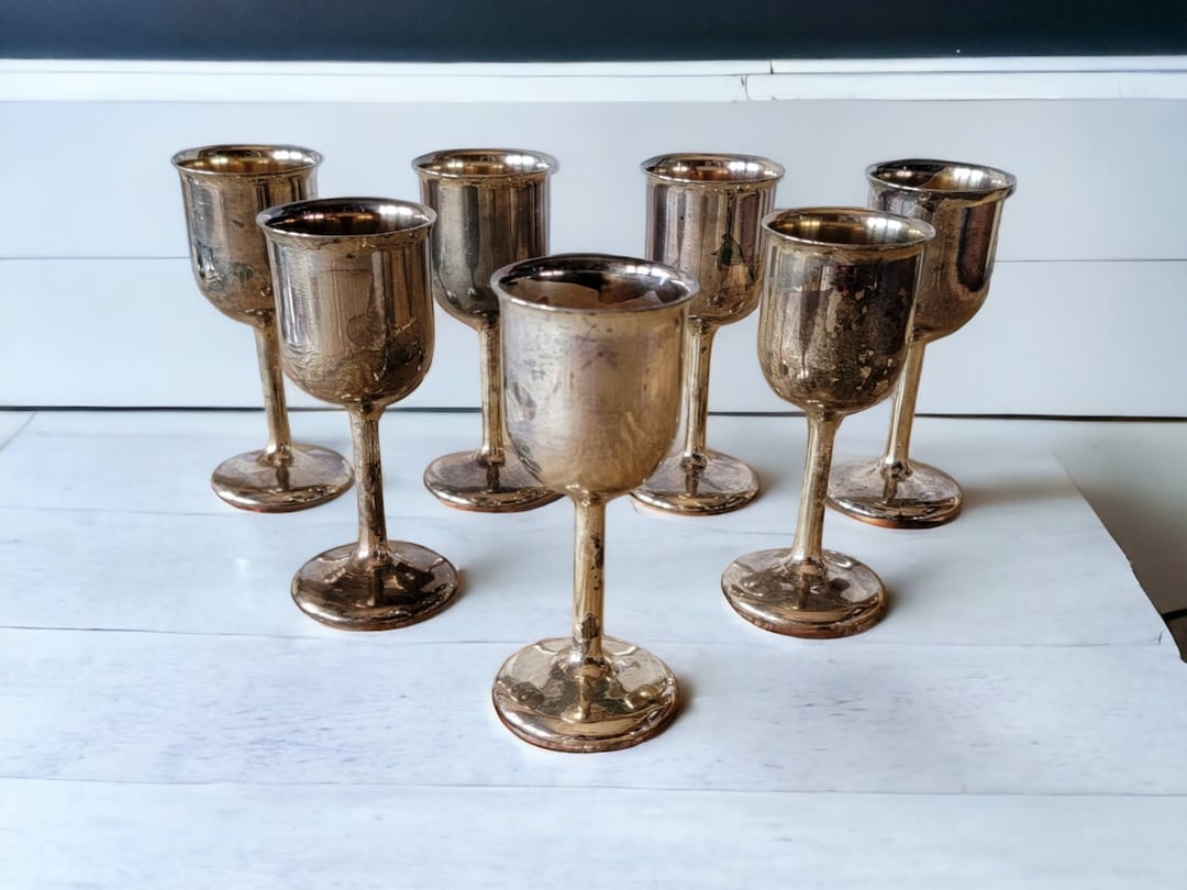 Vintage Eleanor Claire Silverplate Goblets Set of 7 Mid Century Small 5 ...