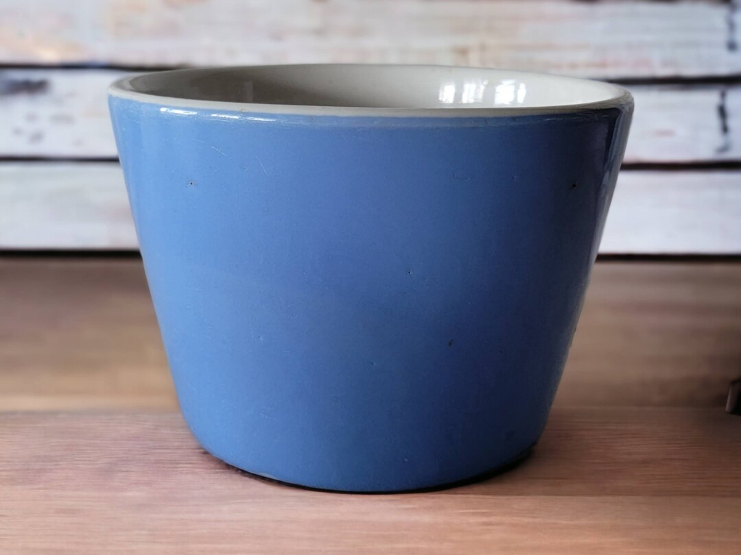 Periwinkle Blue Ceramic Hall Bowl White Interior Hall Pottery Ice ...