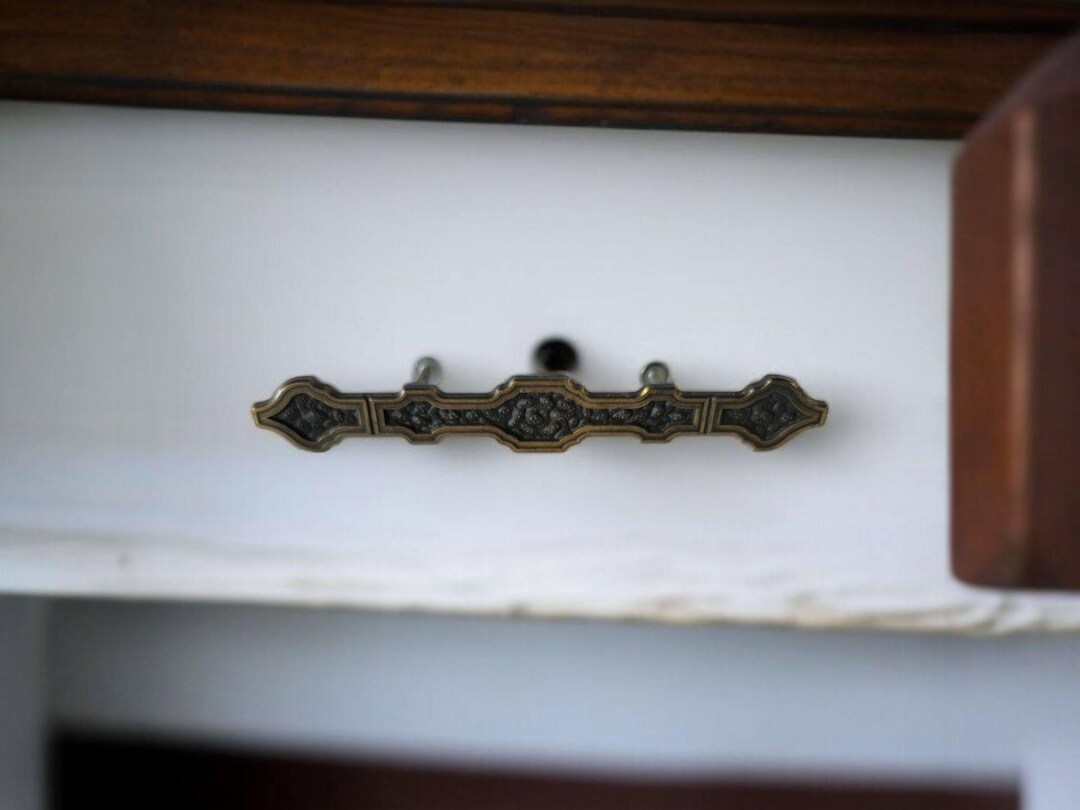 Vintage Gothic Style Brass Drawer Pulls Set of Five Mid Century Modern ...