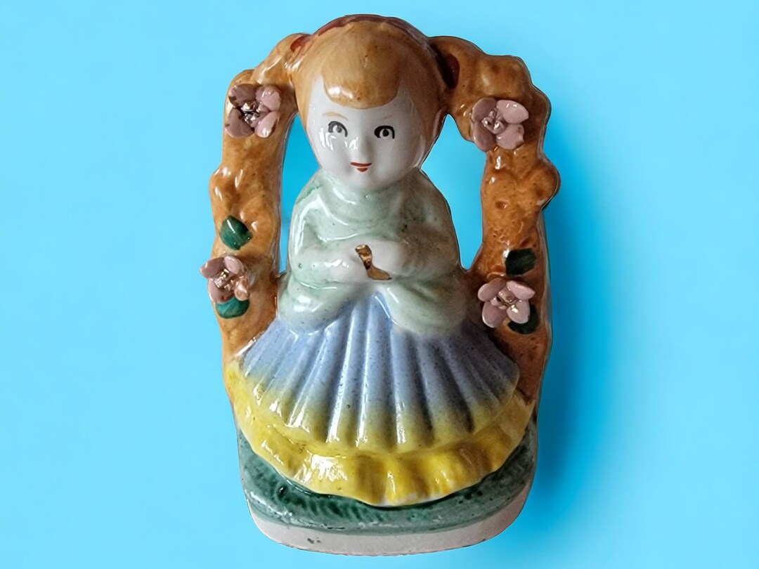 Porcelain Little Girl Figurine Standing in Front of Floral Archway Hand ...