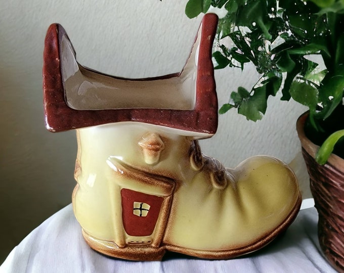 Vintage Shoe Planter There Was an Old Lady Who Lived in A Shoe Ceramic ...