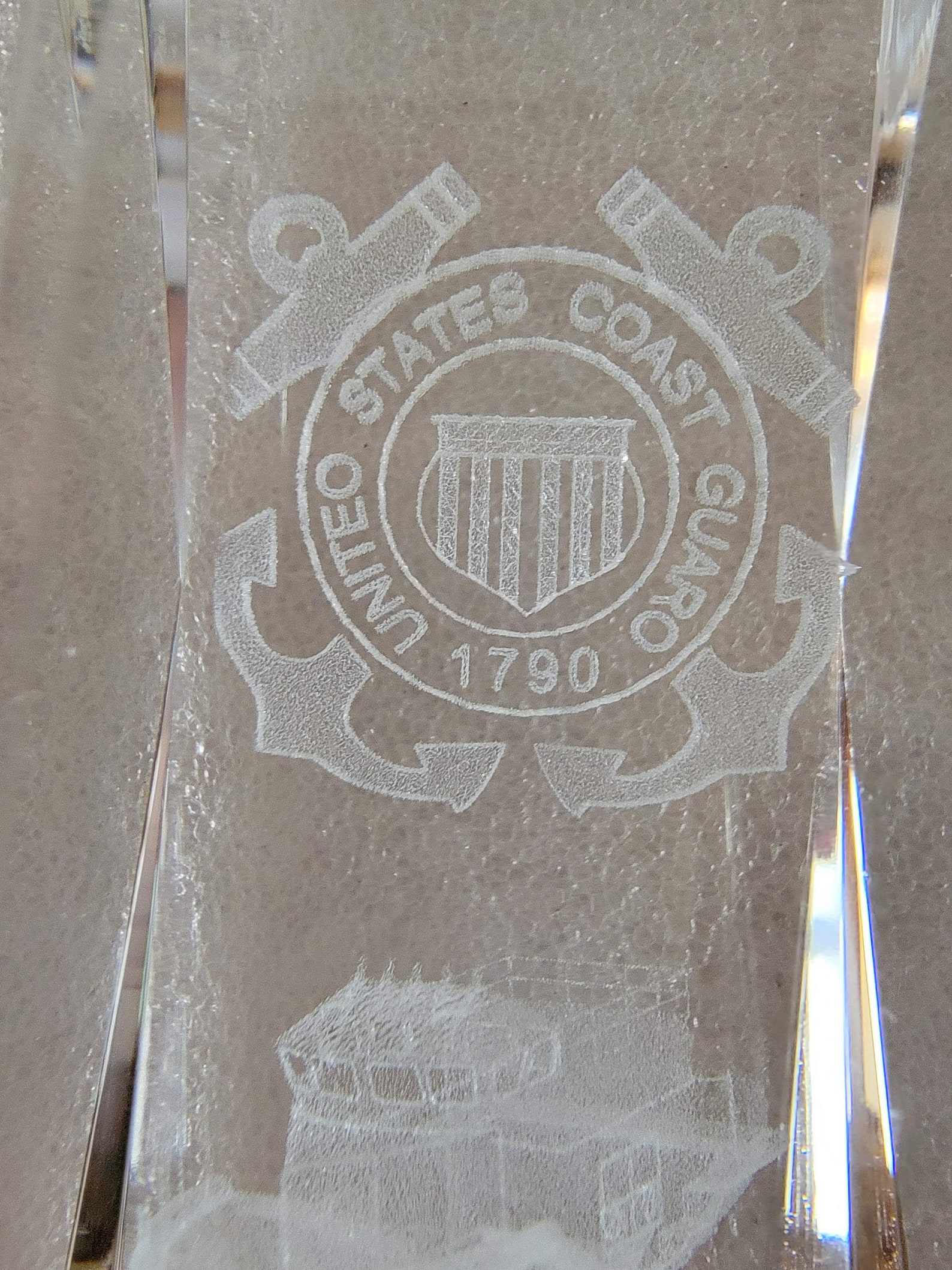 3D Laser Etched Glass Cube United States Coast Guard Paperweight ...