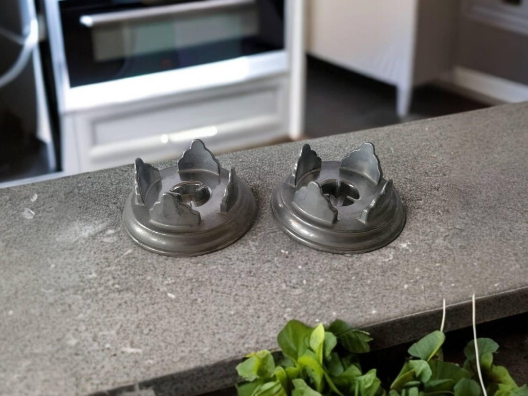 Vintage P.I.C. Princeton Indiana Pillar Candle Holder Pewter Metal Set ...