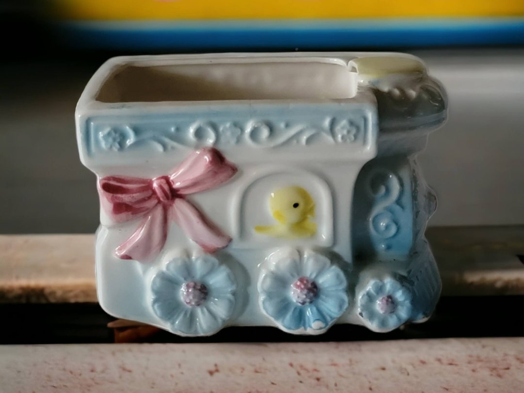 Vintage Ceramic Train Planter Mid Century Baby Train Flower Planter ...