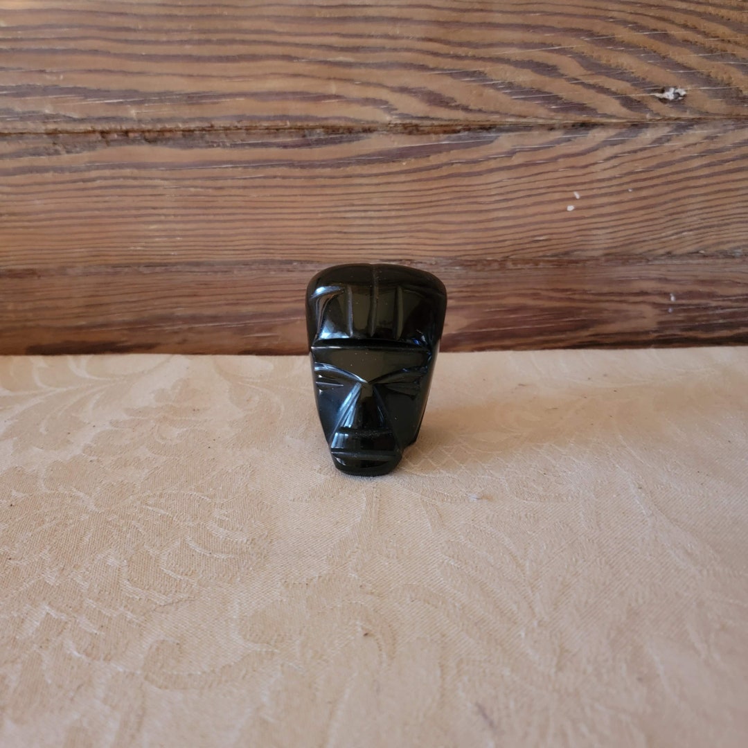 Hand Carved Stone Aztec Head Statue, Warrior Style Figure From Mexico ...