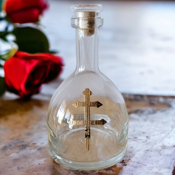 Vintage Glass Bottle With Cross - Etsy