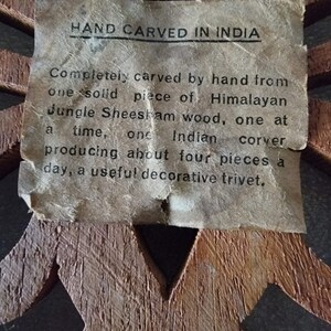 Hand Carved Butterfly Trivet Himalayan Jungle Sheesham Wood Vintage ...