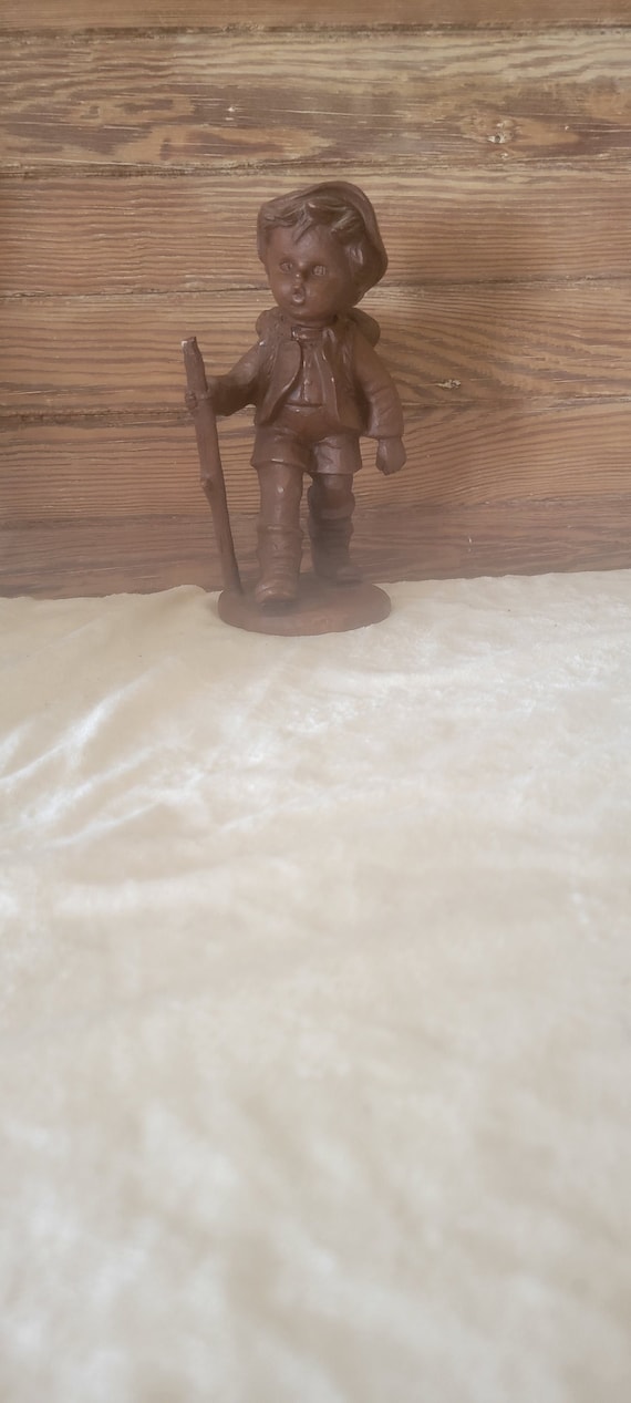 Vintage 1989 Red Mill Hiking Boy Statue Made in USA Crushed - Etsy