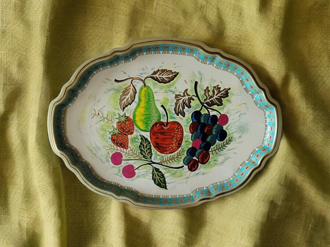 Baret Ware BW Art Grace Large Fruit Serving Tin Tray Platter Hand ...