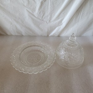 Tiara Indiana Glass Sandwich Pattern Butter Dish With Round Dome Lid ...