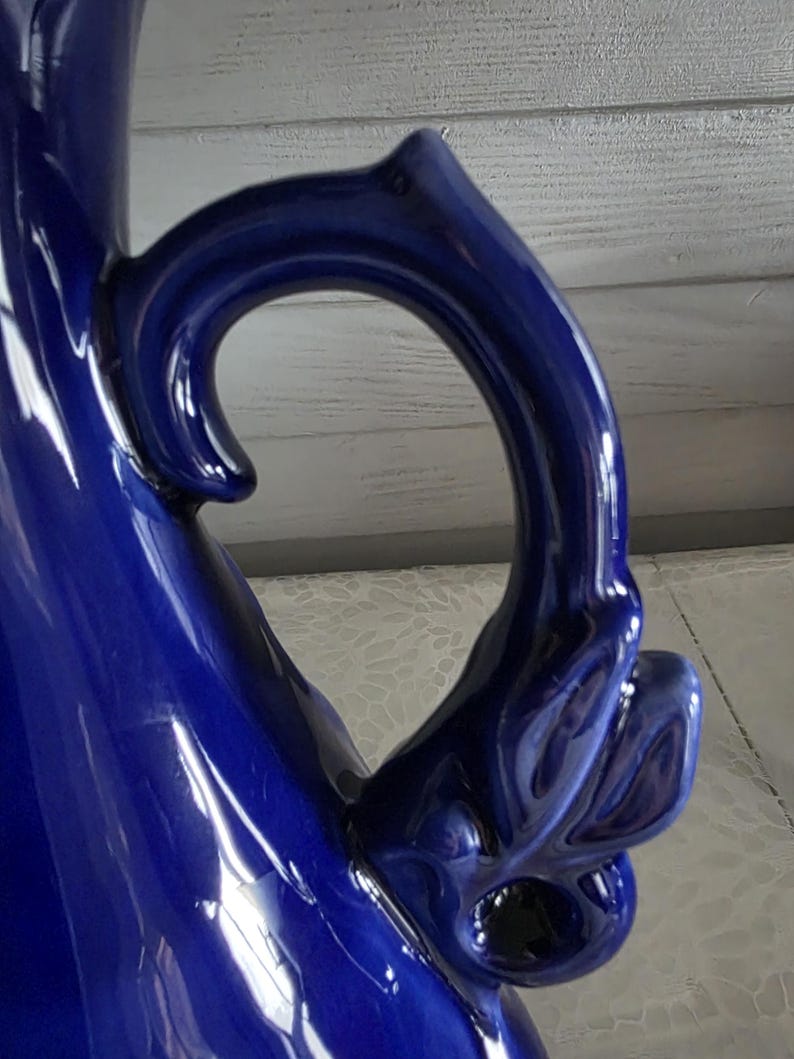 Royal Blue Vase Gooseberries Motif Ornate Design Glazed Earthenware ...