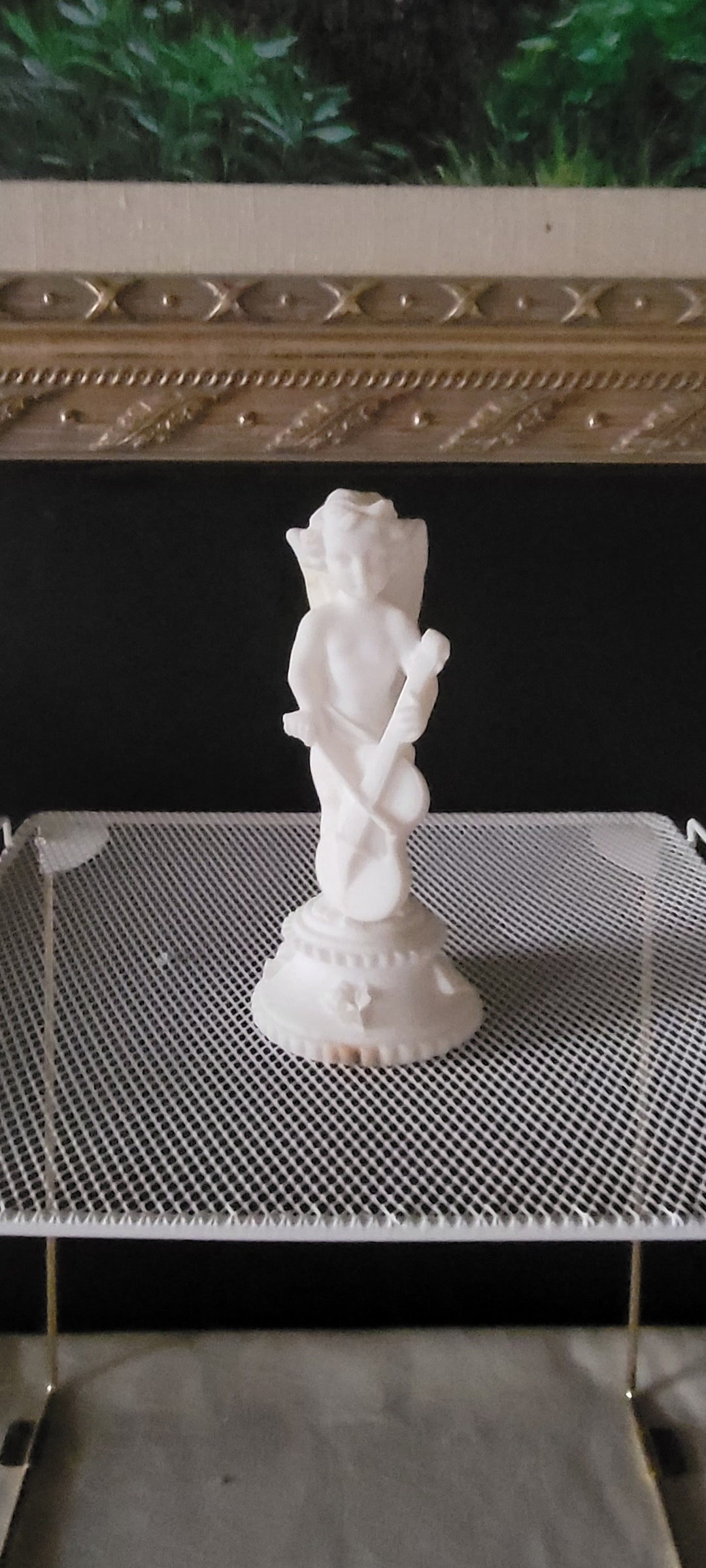 Vintage Baby Angel Playing Violin Alabaster White Angel Figurine Made ...