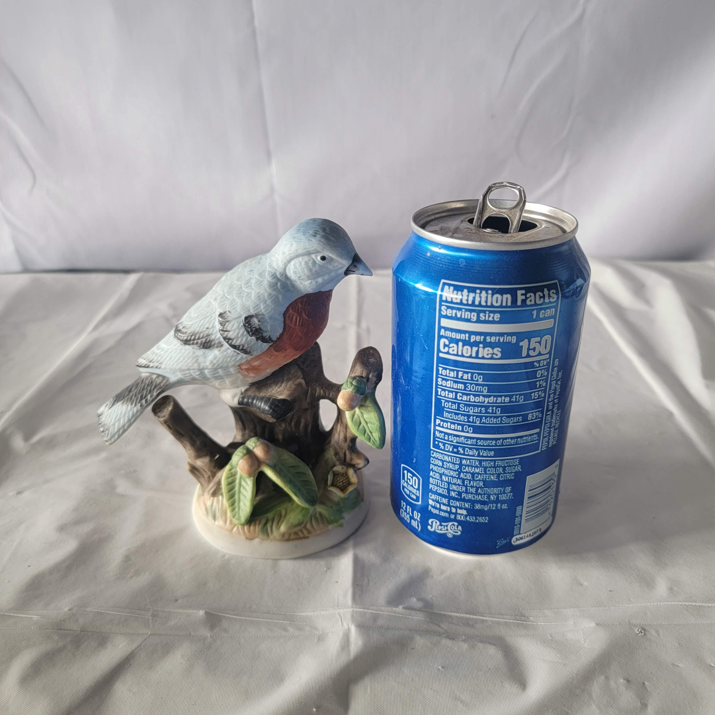 Vintage Ceramic Blue Bird Figurine Sitting on a Branch With Acorns ...