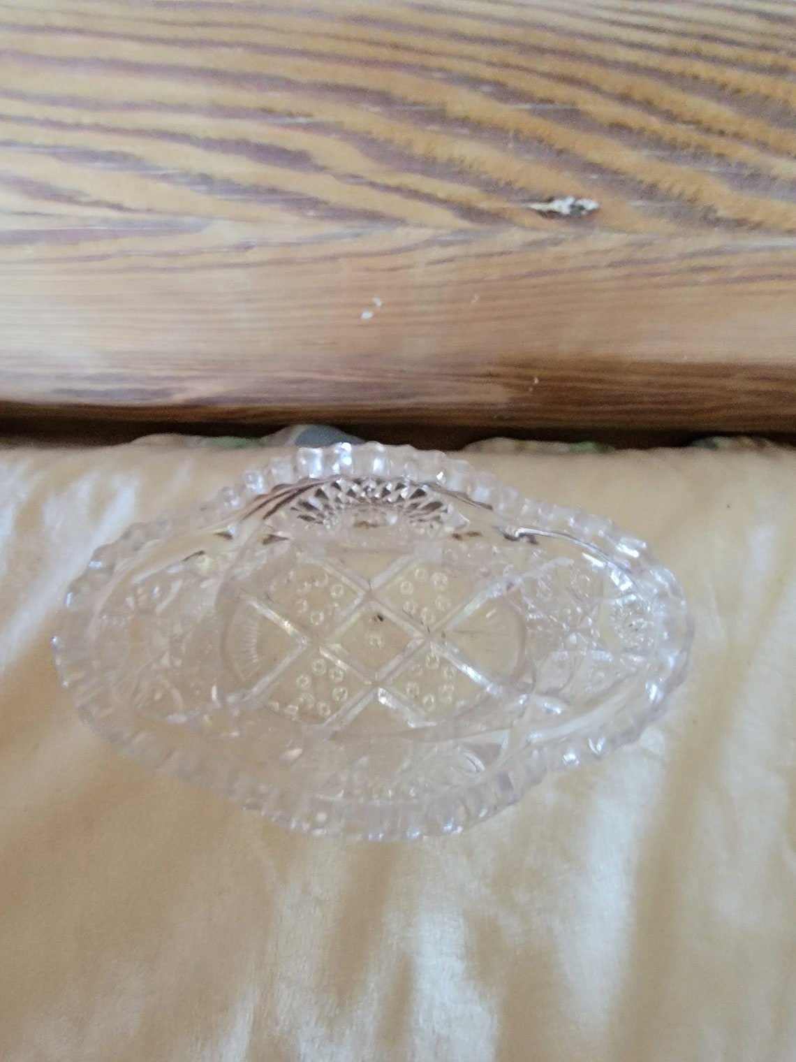 Oval Pressed Glass Bowl Hobstar Pattern Scalloped on Sawtooth Rim Bowl ...