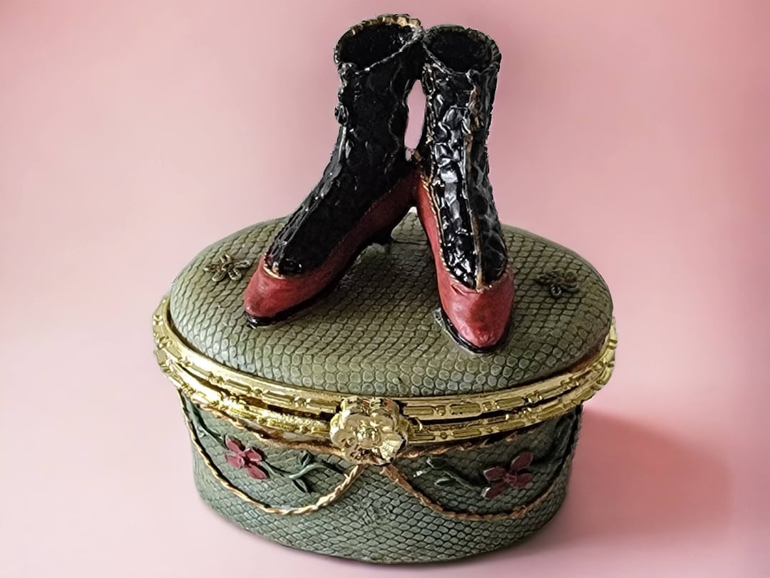 Resin Shoe/boots Trinket Holder Small Red and Black High Heel Boots on ...