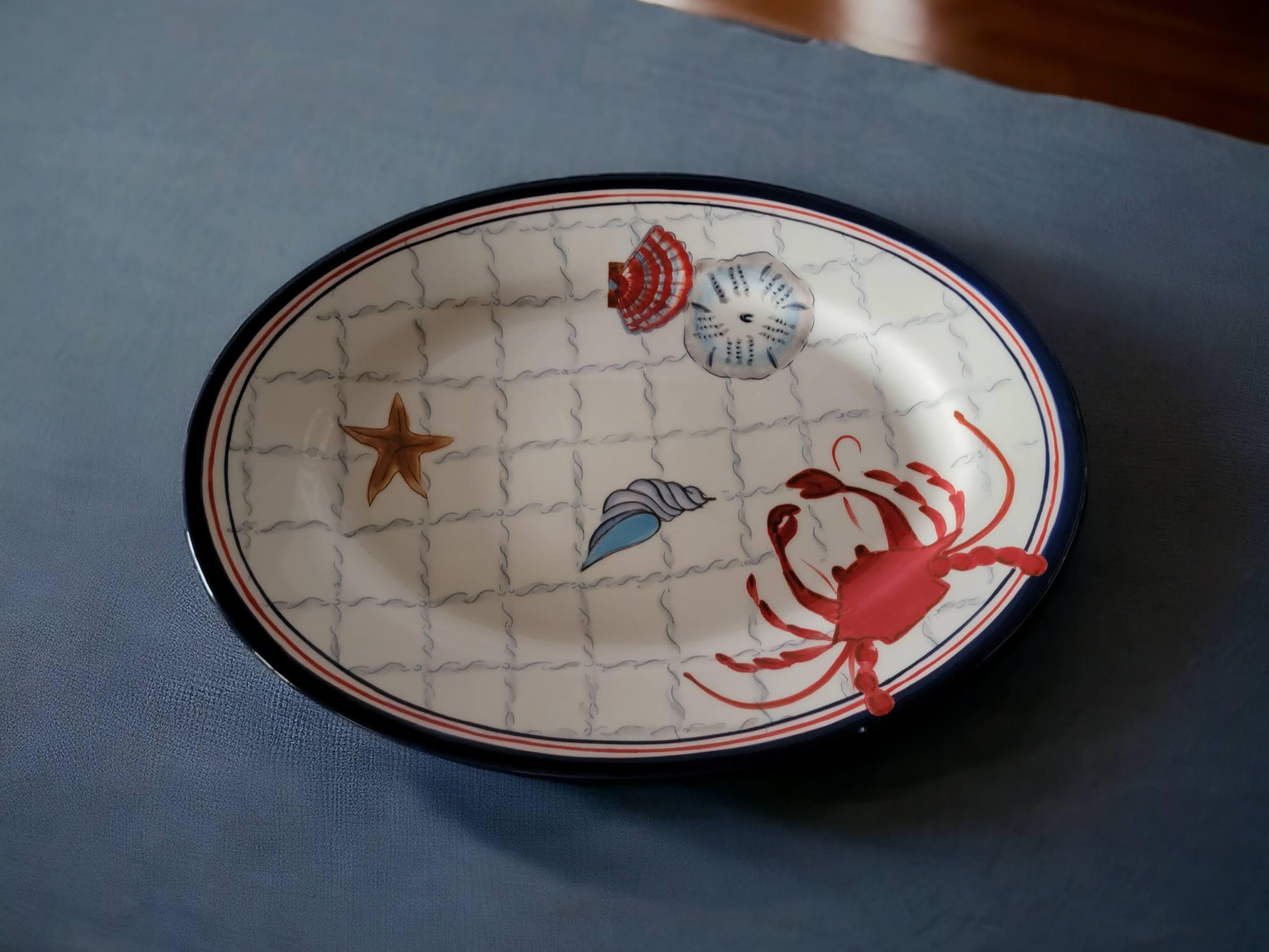 Vintage Ahoy Mate! Paula Deen at Home Oval Platter Ceramic Crab, Shells ...