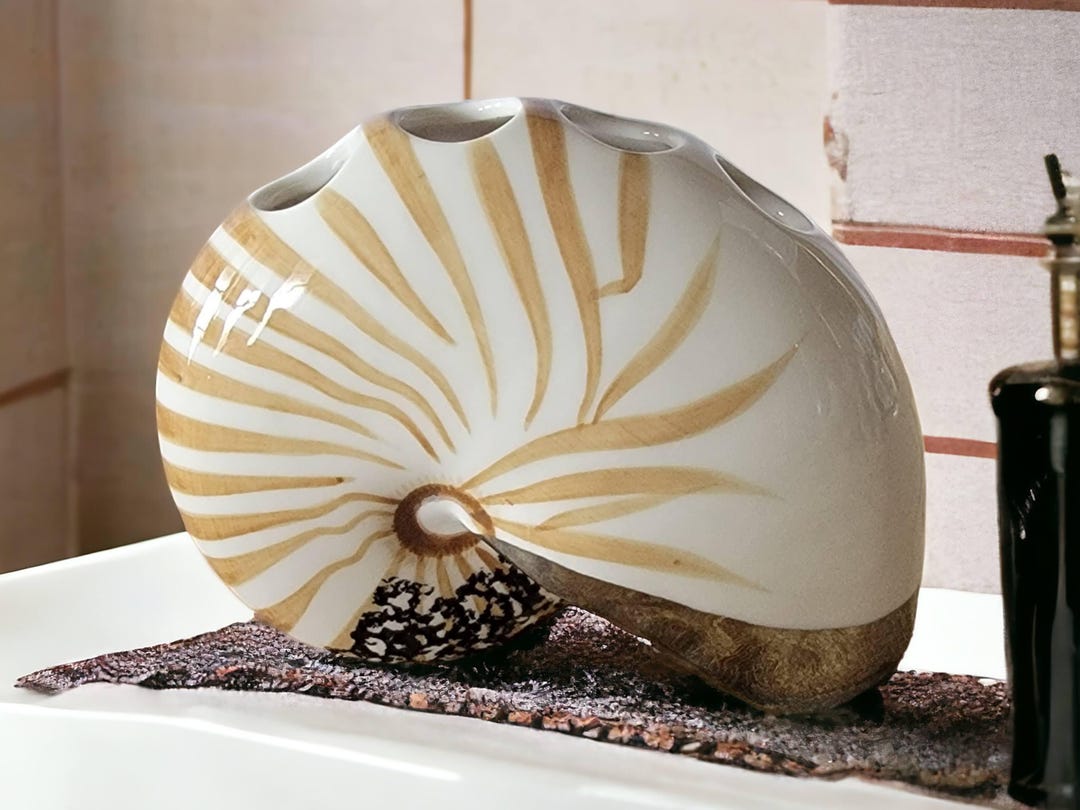 Vintage Springmaid Caswel Seashell Shaped Toothbrush Holder Brown ...