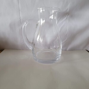 Vintage Small Glass Pitcher Clear Juice Jug Hand Blown Petite With ...