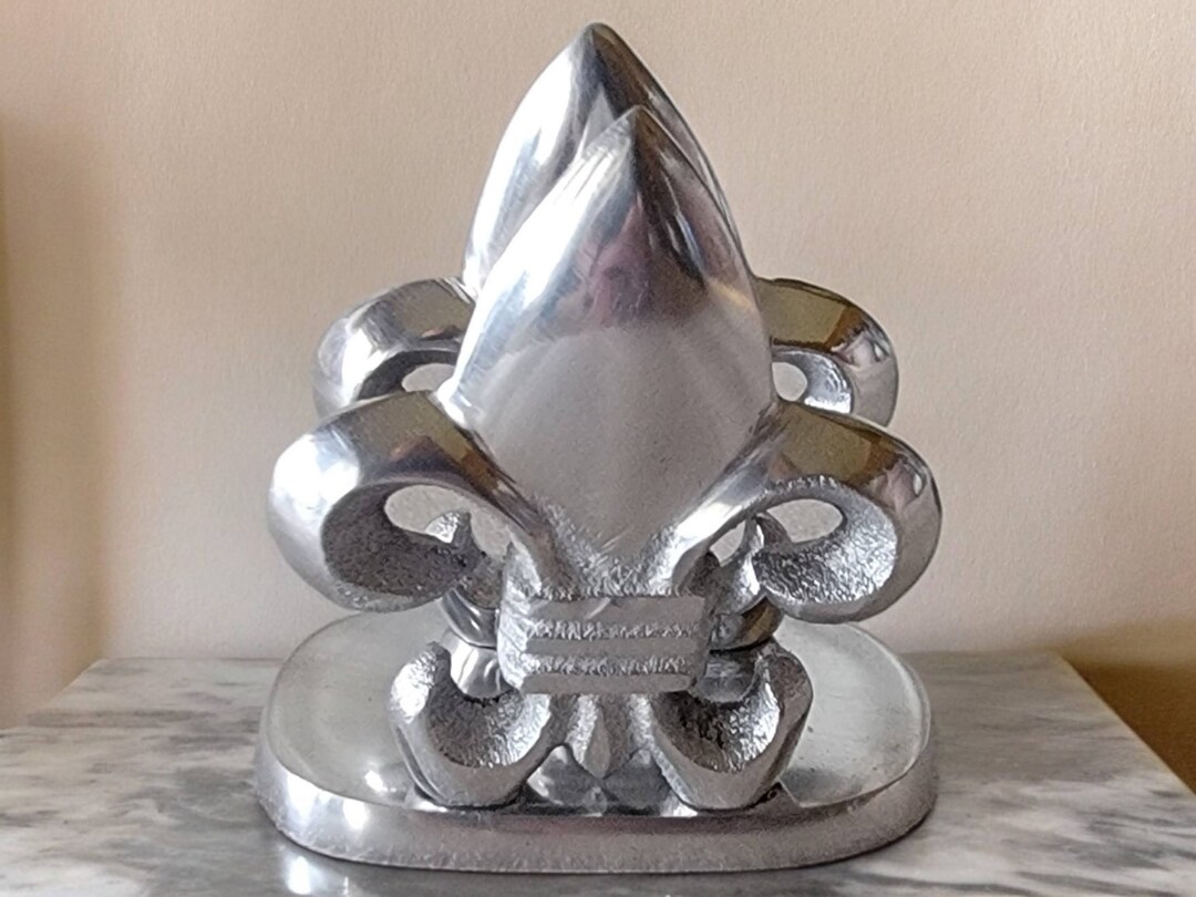 IHI Silver Toned Pewter Letter Holder/napkin Holder Fleur De Lis ...