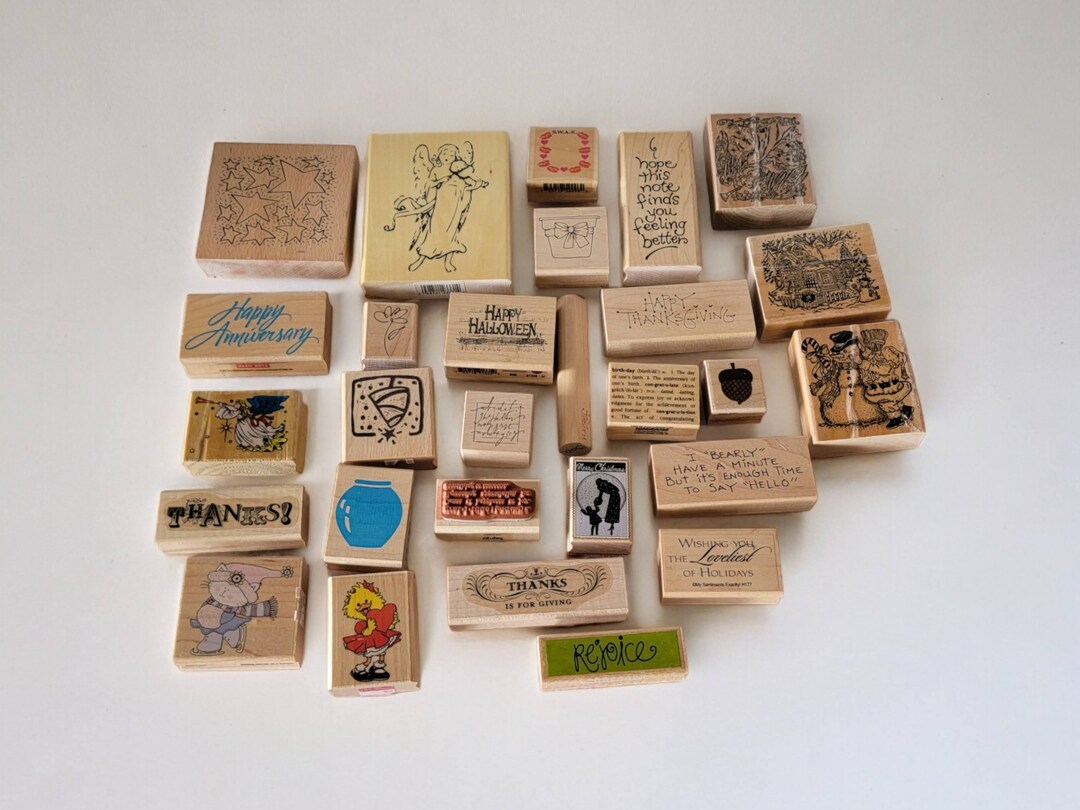Lot of 28 Rubber Ink Stamps Assorted Brands Hero Arts Judith My ...