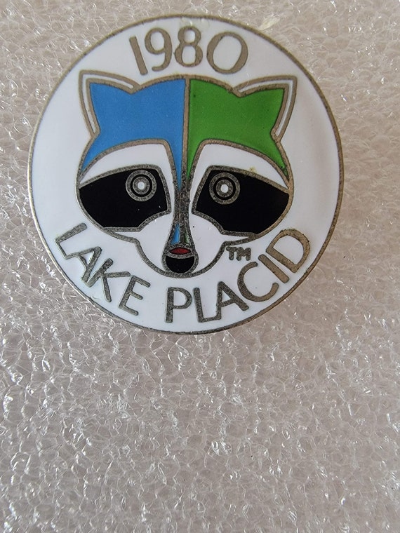 1980 Lake Placid Olympic Pin Roni Raccoon Collectible… - Gem