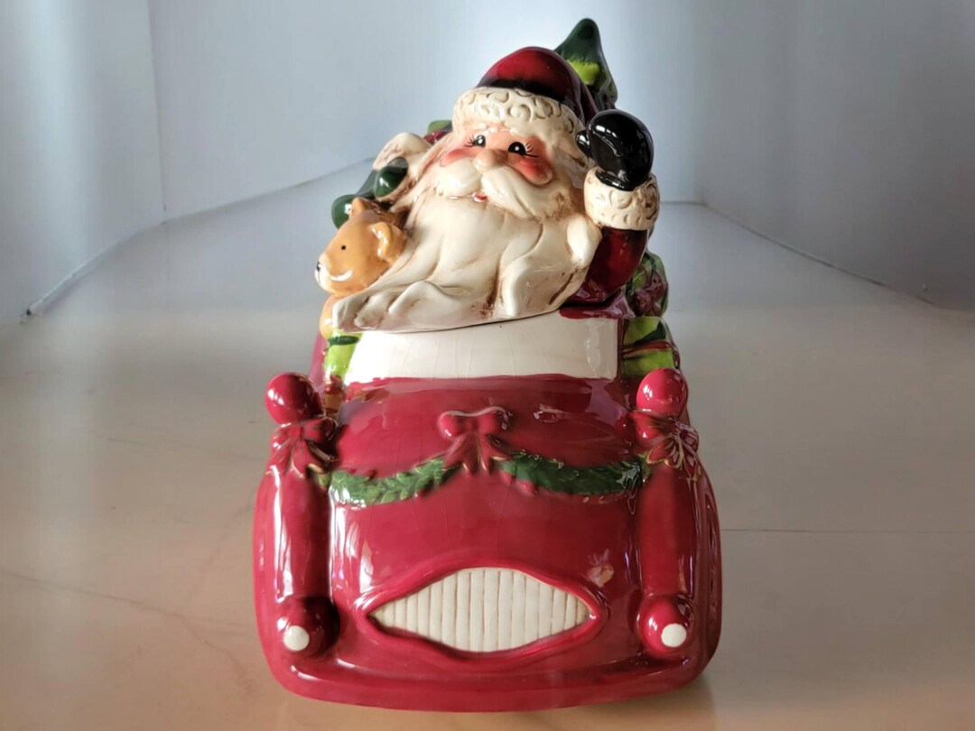 TII Collections Large Santa in Volkswagon Cookie Jar Ceramic Red Unique ...