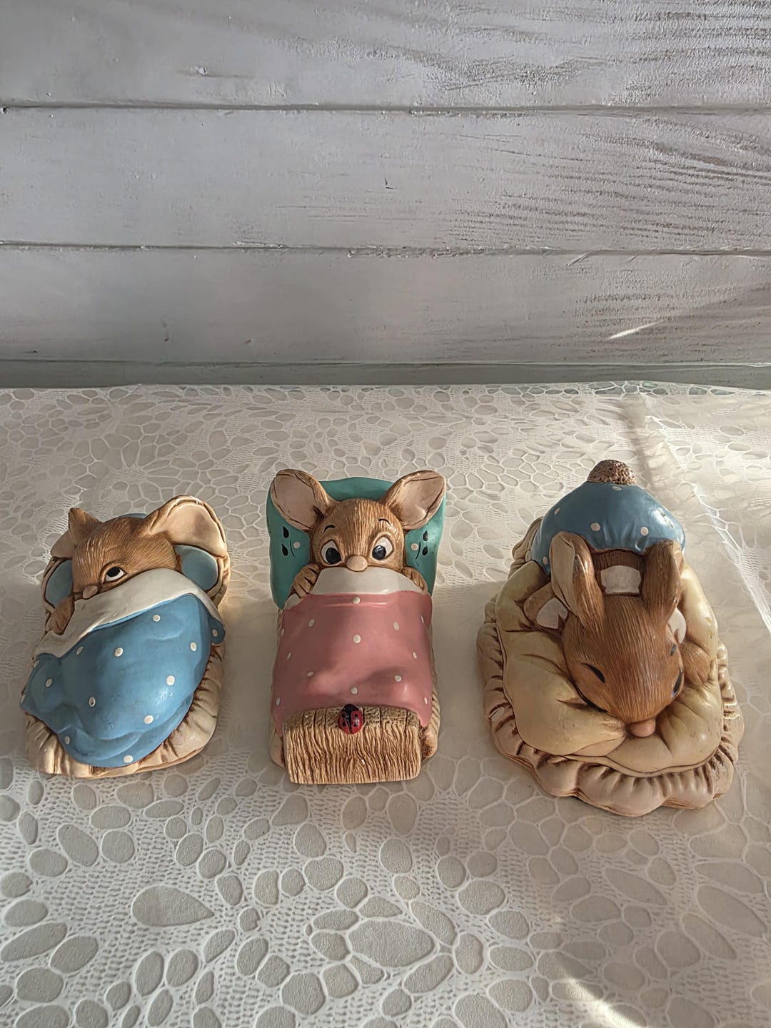 Vintage Pendelfin Rabbit Figurine Set of 3 Wakey, Dodger, & Peeps Made ...