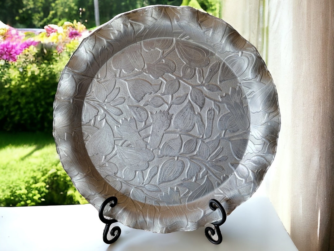 Federal Florette Design Tray Platter Wrought Hammered Aluminum Round ...