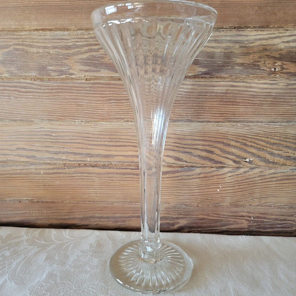 Vintage EAPG Pressed Glass Ribbed Fluted Funeral Flower Vase, Glass ...