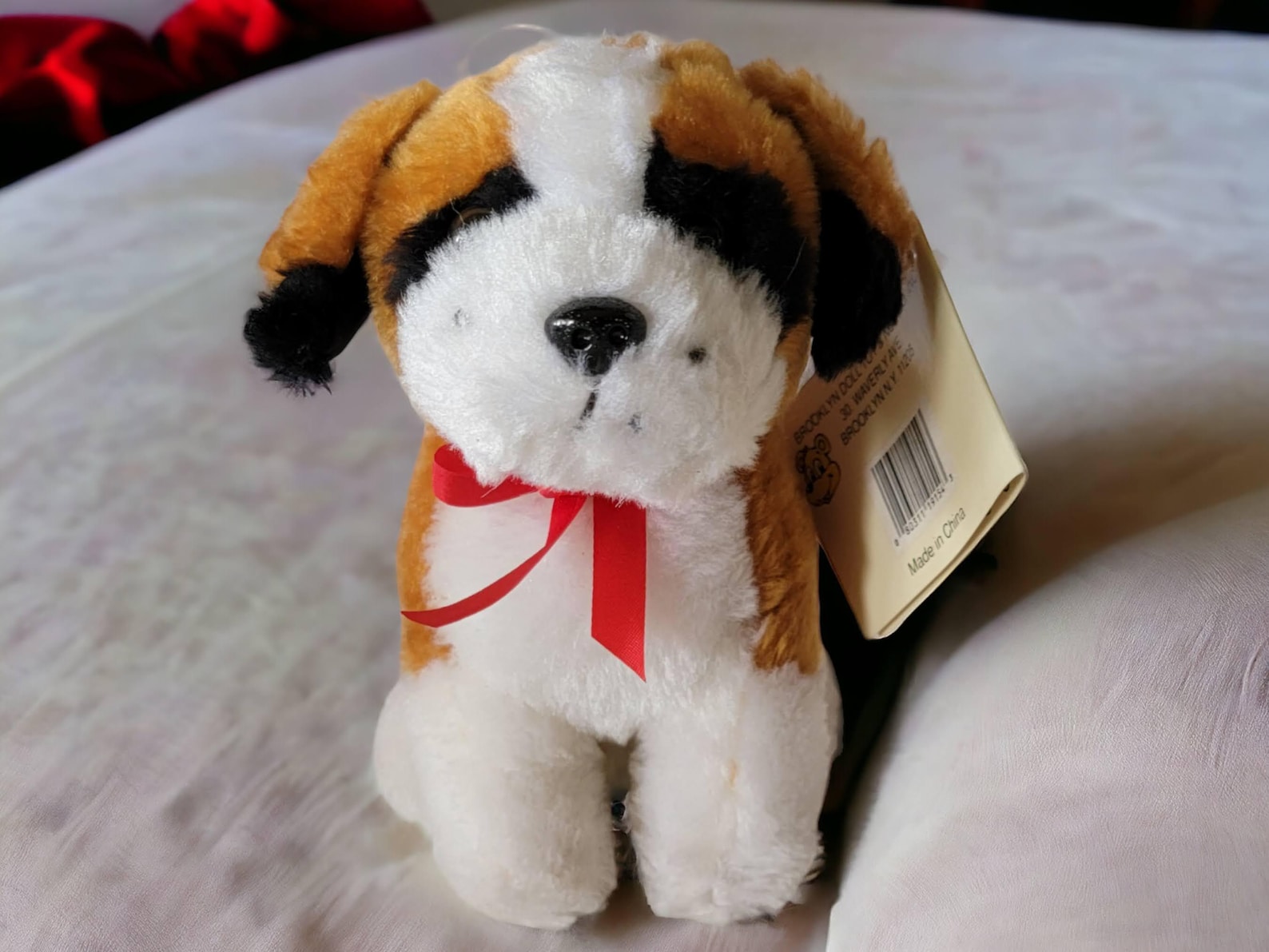 Vintage Pick-a-pet Plush Toy St. Bernard Puppy Dog With Red Bow ...