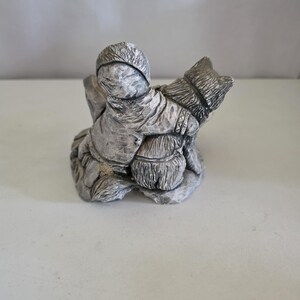 Glacial Ice Age Sculpture Eskimo With Sled & Dog Statue/figurine ...