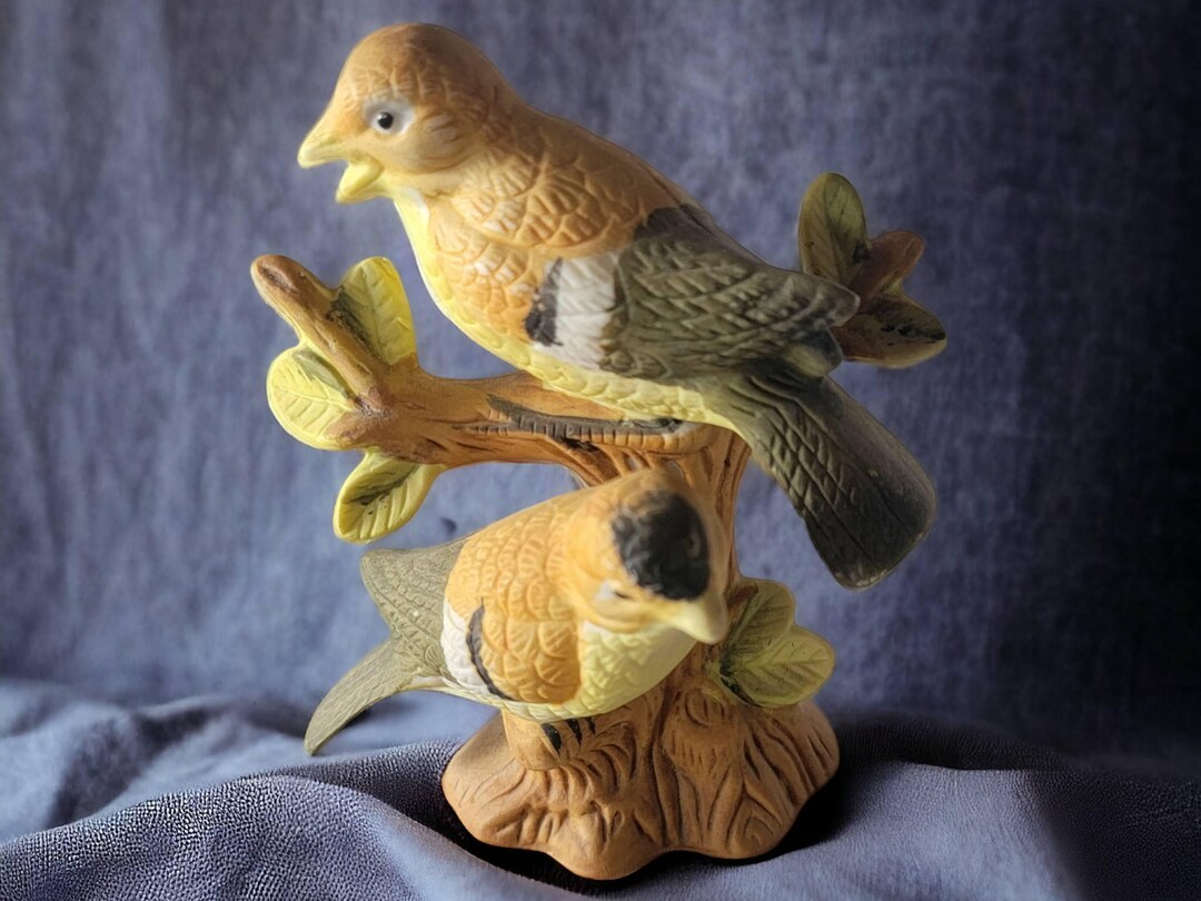 Vintage Flambro Fine Porcelain Gold Finch Bird Figurine Two Birds ...