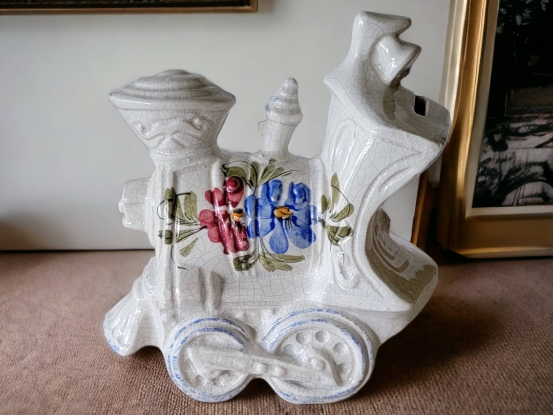 Vintage Porcelain Train Money Bank Floral Design Coin Bank ...