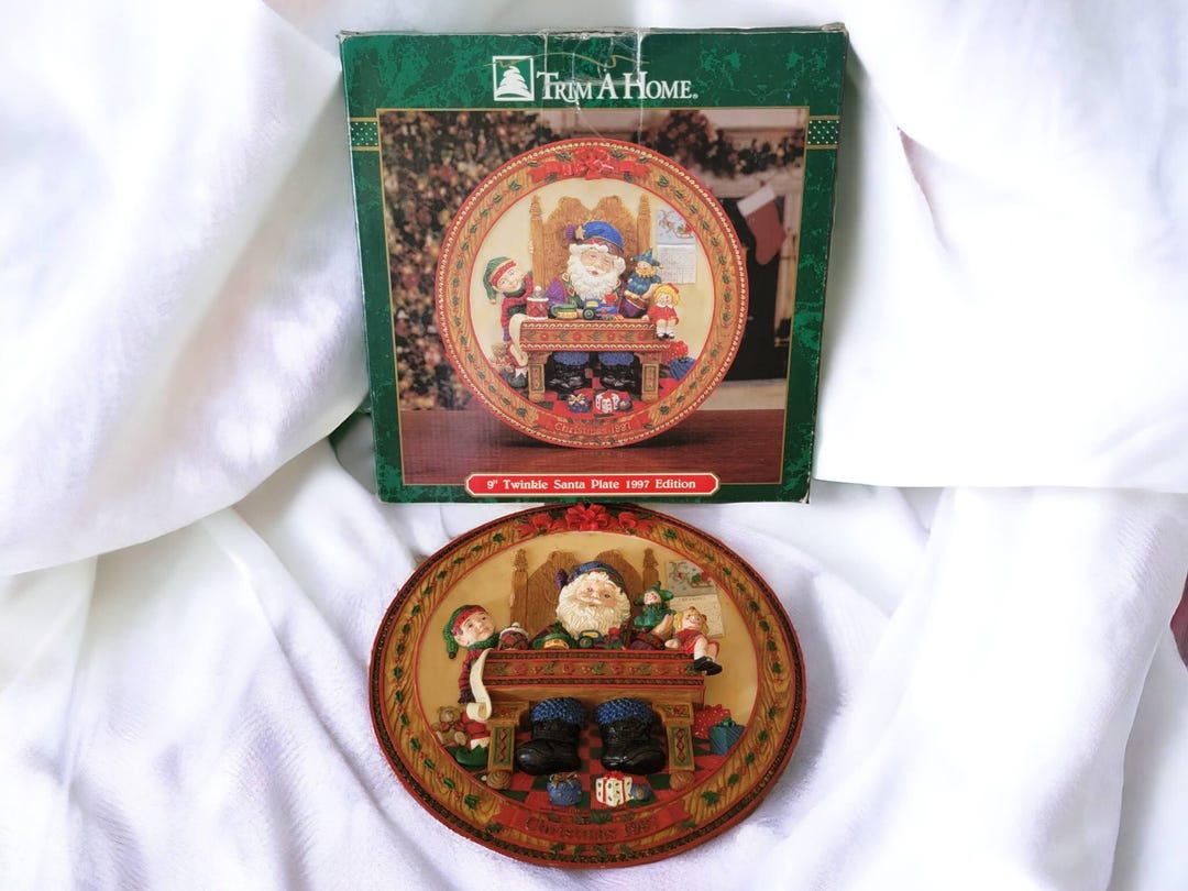 Vintage Trim A Home 9" Twinkle Santa Plate 1997 Edition Santa Claus and ...
