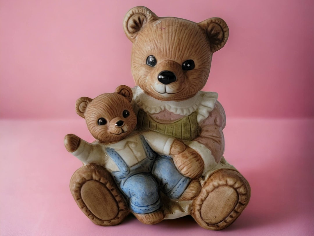 Vintage Homco Teddy Bear Figurine 1444 Mama and Little Boy Bear ...