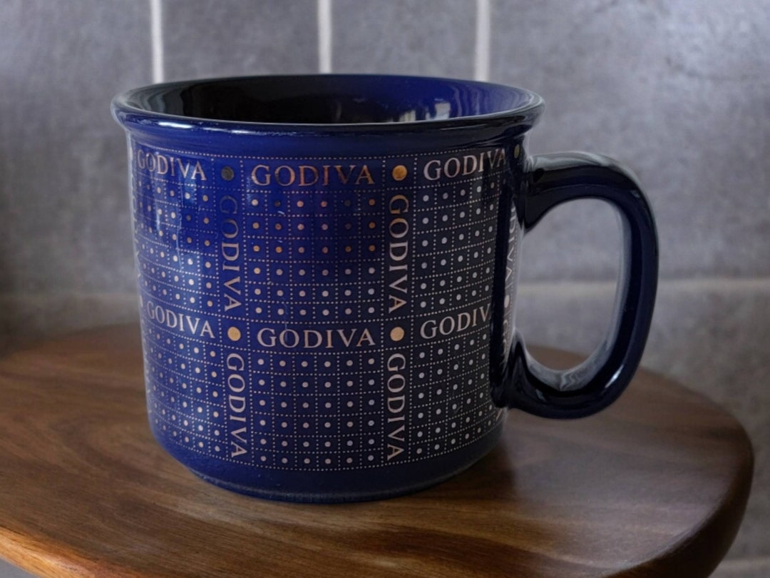 Godiva Large Cobalt Blue Mug Hot Chocolate Coffee Cup Gold Lettering ...