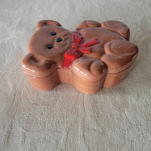 Vintage Duncan Enterprises Ceramic Two Piece Teddy Bear Trinket Box ...