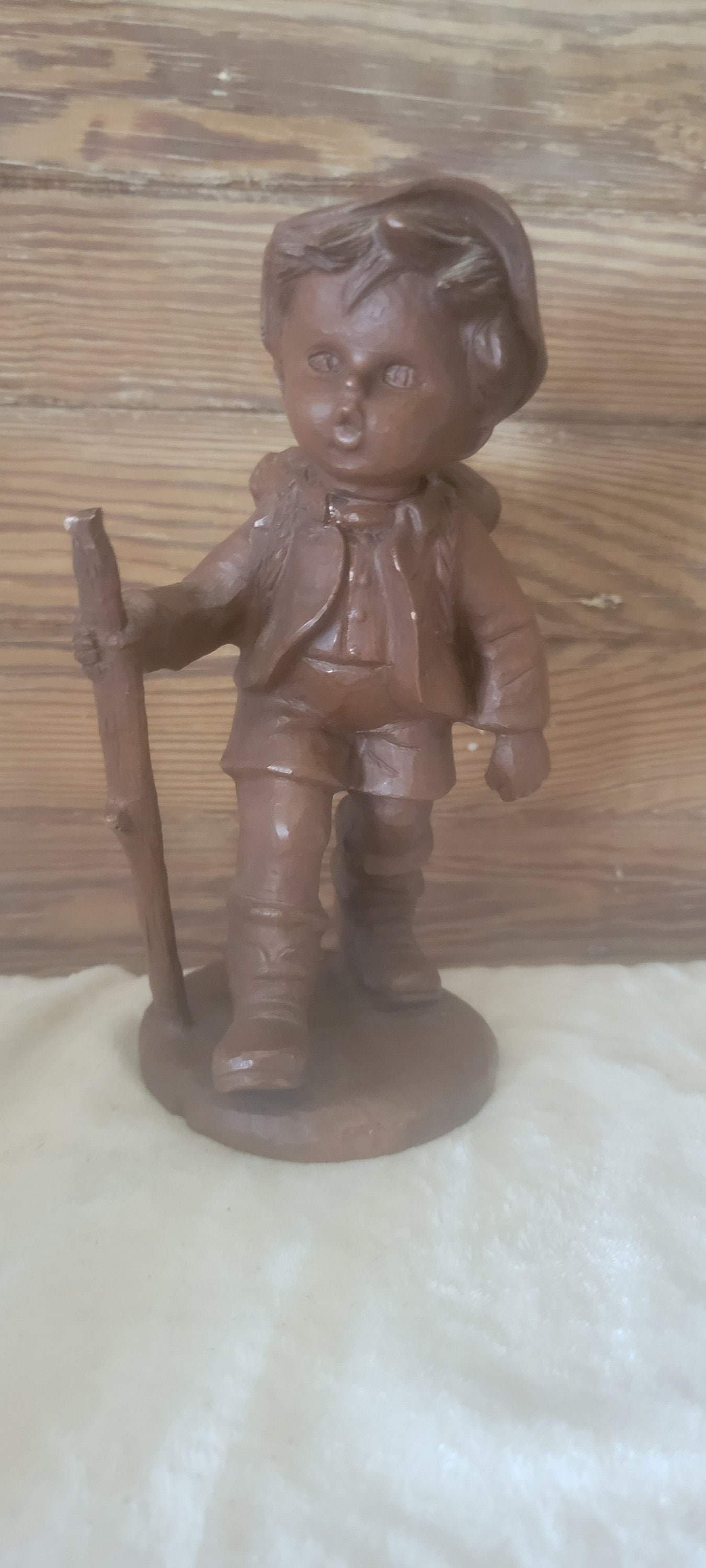 Vintage 1989 Red Mill Hiking Boy Statue Made in USA Crushed Pecan ...
