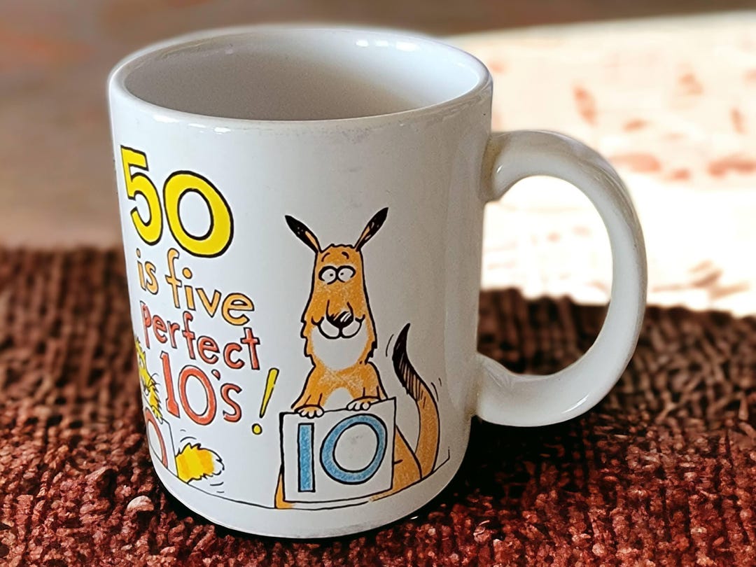 Vintage Shoebox Greeting Hallmark Coffee Mug "50 is Five Perfect 10's ...