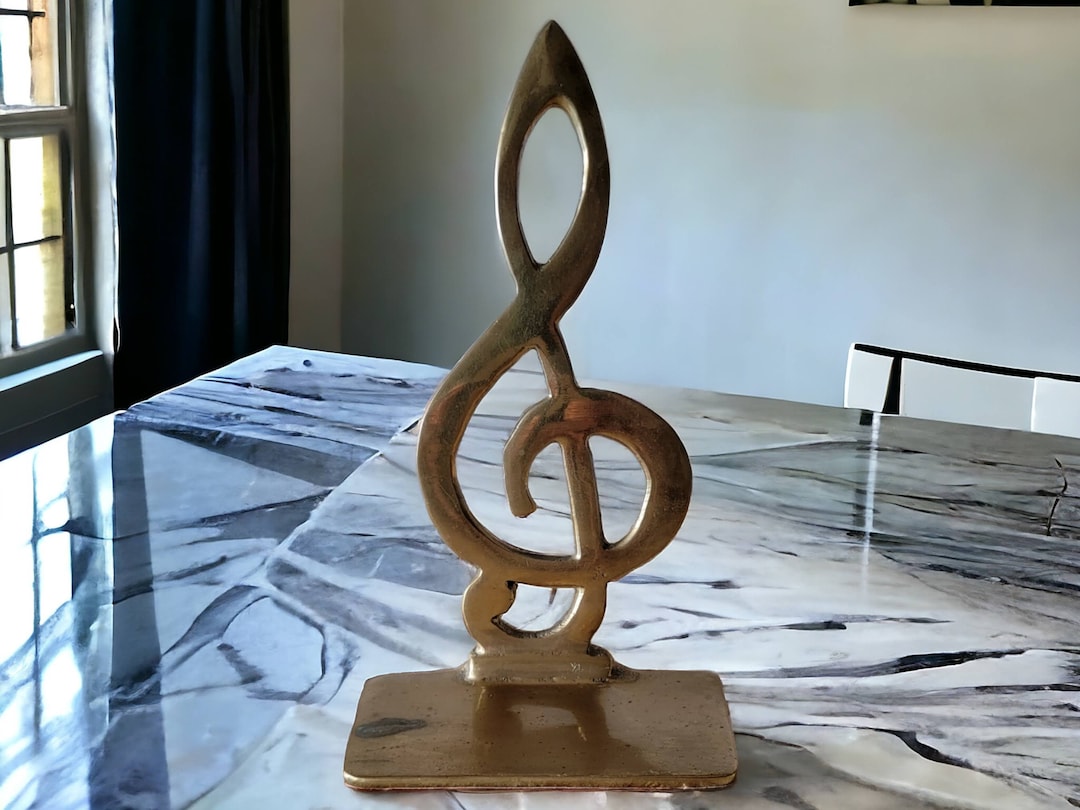 Vintage Brass Music Note Gold Toned Figure Shelf Decor Felt Bottom ...