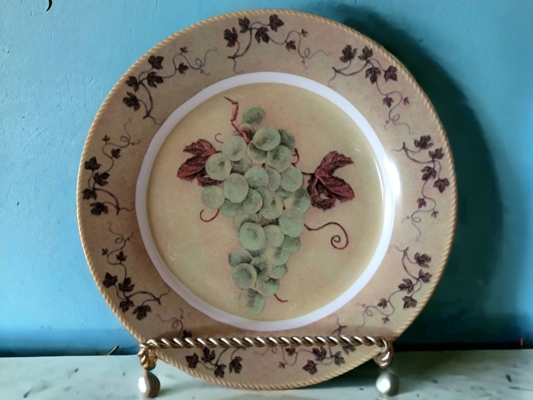 Decorative Green Grape Collector Plate Fruit Design Ceramic Interior ...