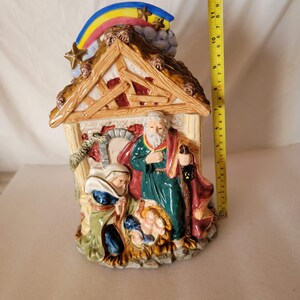 Mercuries Nativity Cookie Jar Rainbow With Shooting Star on Lid Stable ...