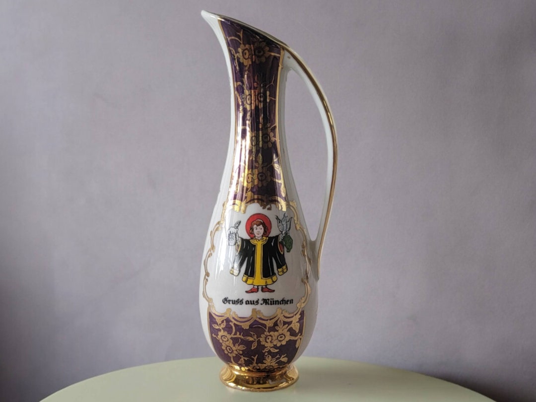 German Gruss Aus Munchen Small Pitcher/jug Vintage Monk Holding Stein ...