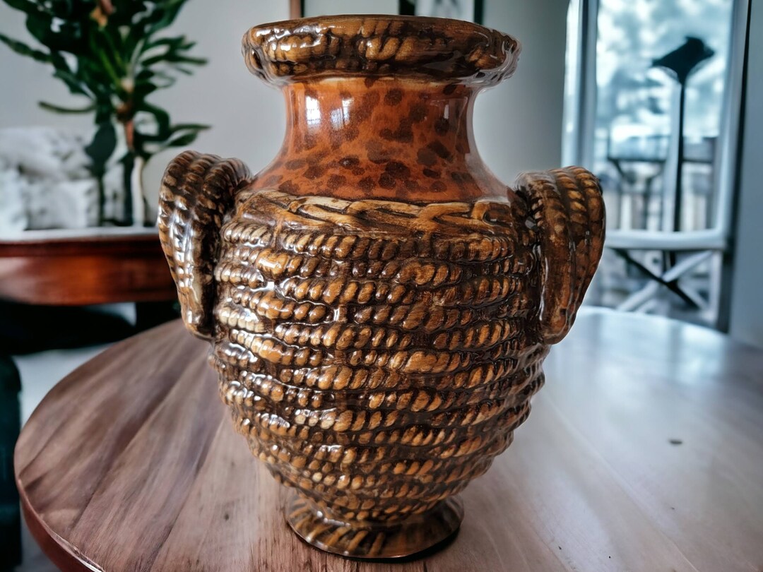 Ernest Hemingway Collection Ceramic Weaved Basket Flower Planter Vase ...