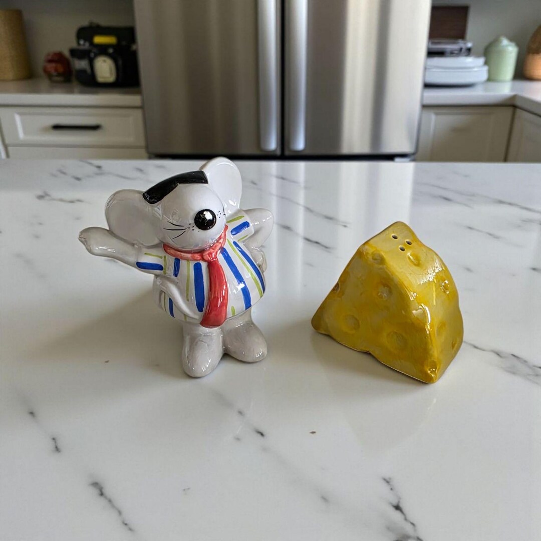 Vintage Mouse and Cheese Salt and Pepper Shaker Set Anthropomorphic ...