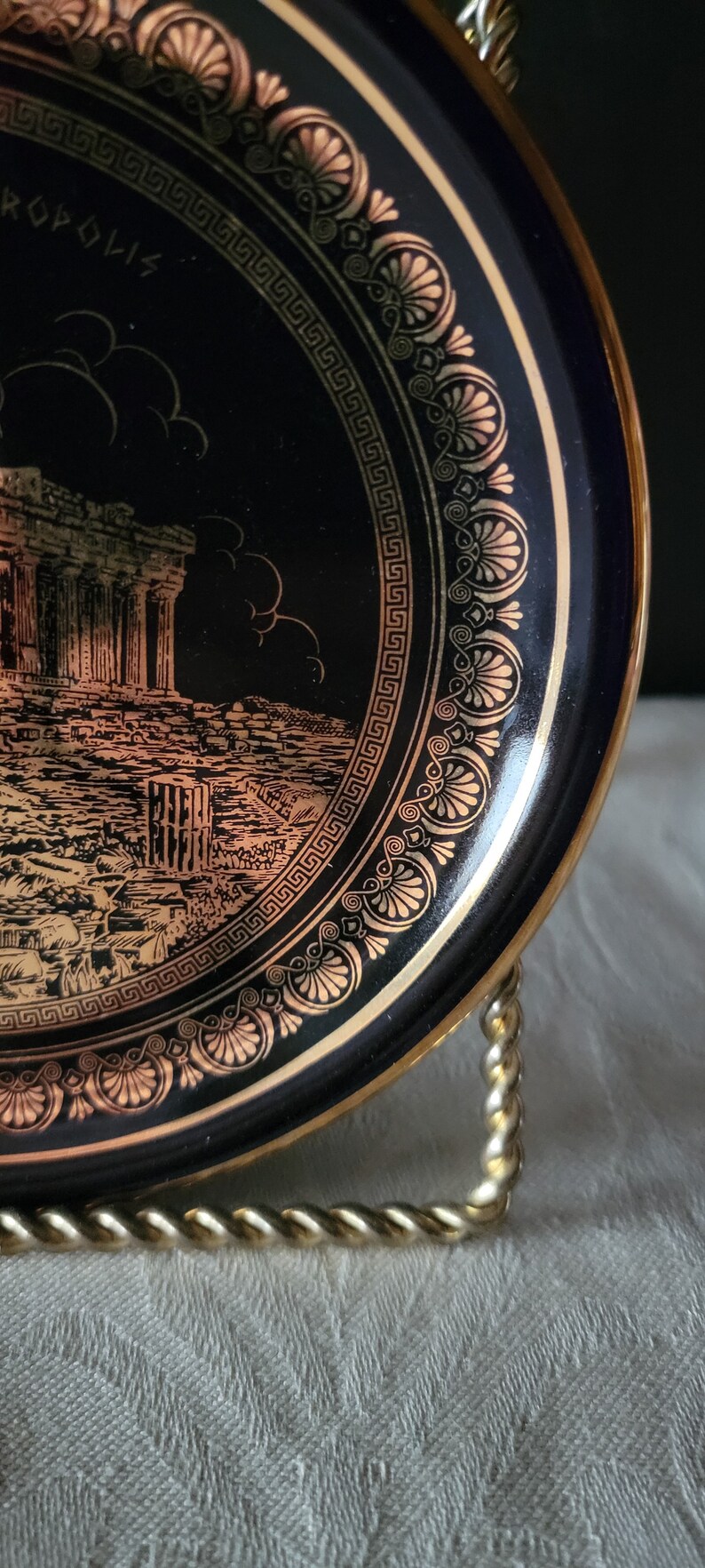 Vintage 24K Gold Miniature Plate Greek Parthenon Porcelain - Etsy