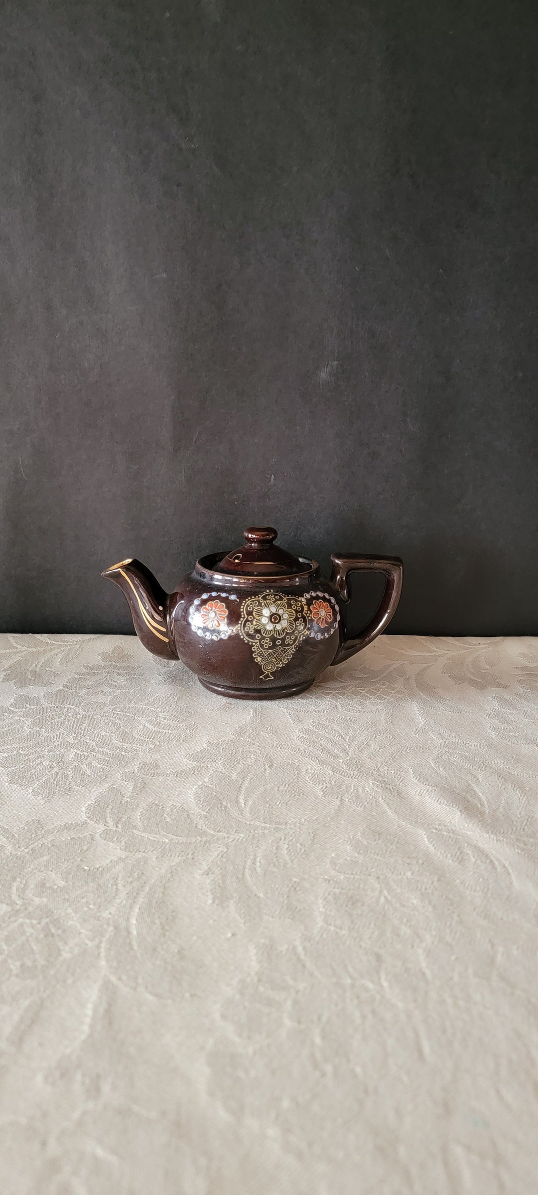 Vintage Brown Glazed Porcleain Teapot Asian Style Teapot Made in Japan ...