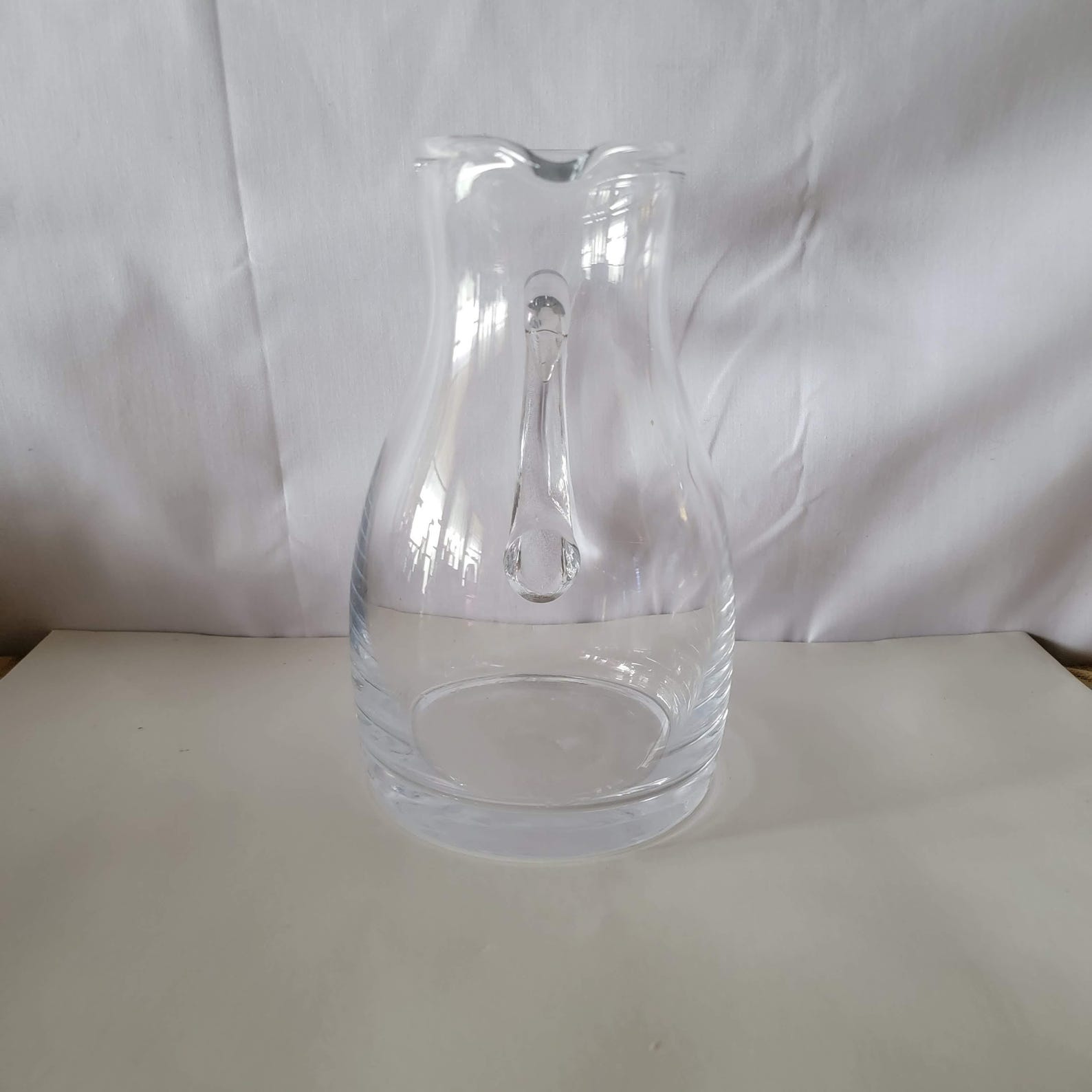 Vintage Small Glass Pitcher Clear Juice Jug Hand Blown Petite With ...